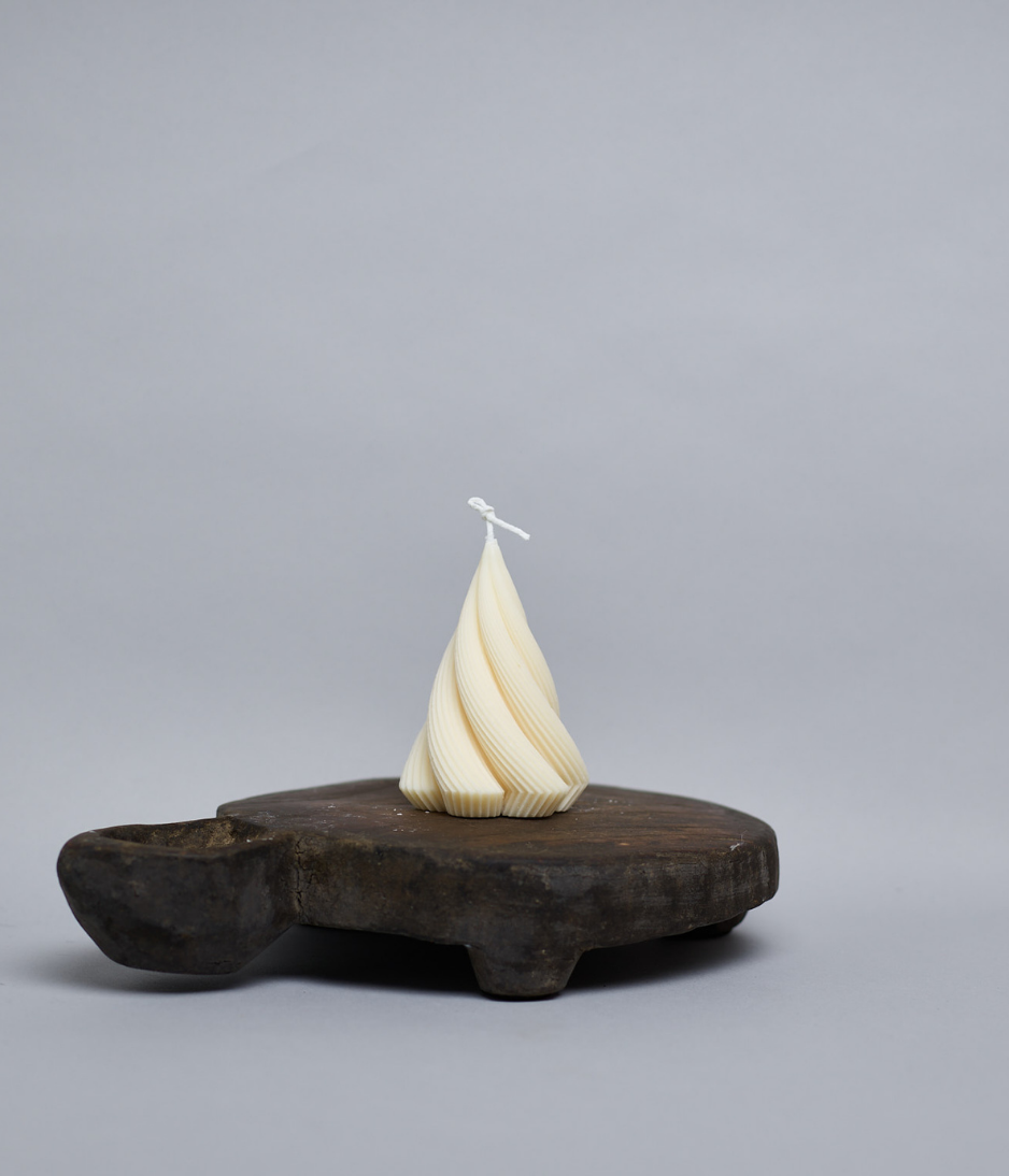 Swirl Conical Tree (small) - Soy Sculptured Pillar Candle – Pierce and Jade